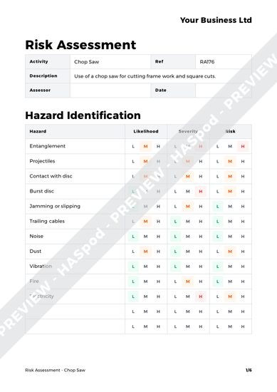 Chop Saw Risk Assessment Template - HASpod