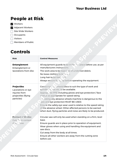 Circular Saw Risk Assessment Template - HASpod