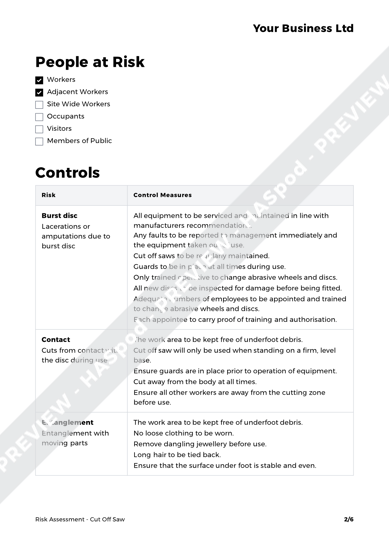 Cut Off Saw Risk Assessment Template - HASpod