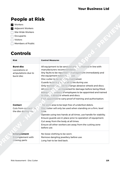 Disc Cutter Risk Assessment Template - HASpod