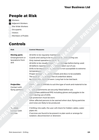 Drilling Risk Assessment Template - HASpod