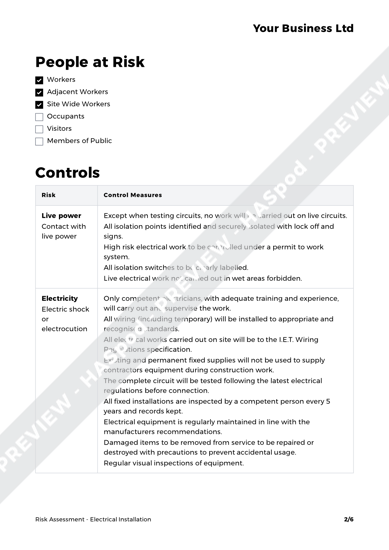Electrical Installation Risk Assessment Template HASpod electrical-installation-risk-assessment-template-haspod