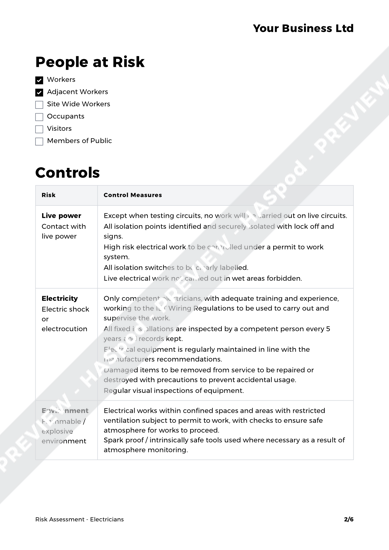 Electricians Risk Assessment Template - HASpod