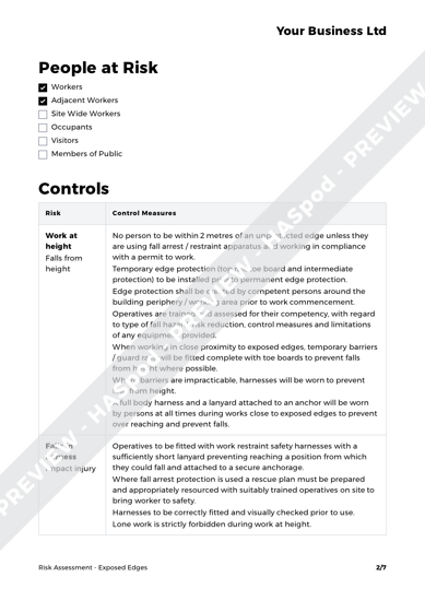 Exposed Edges Risk Assessment Template - HASpod