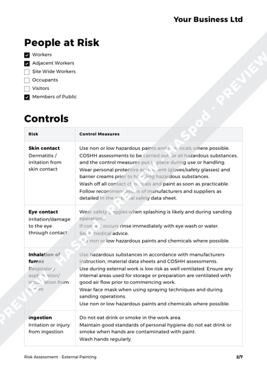 External Painting Risk Assessment Template - HASpod