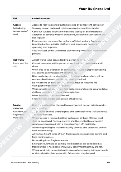 Flat Roofing Risk Assessment Template - HASpod
