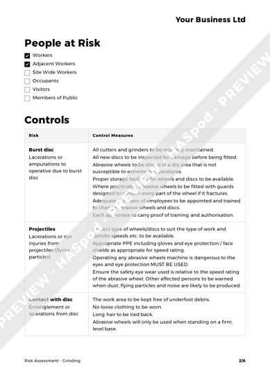 Grinding Risk Assessment Template - HASpod