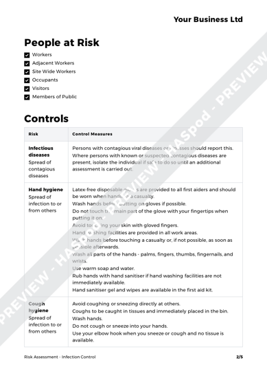 Infection Control Risk Assessment Template - HASpod