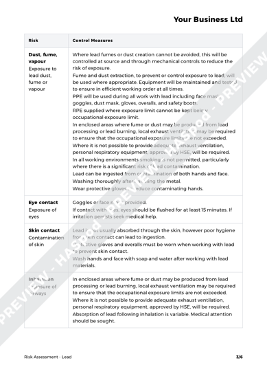 Lead Risk Assessment Template - HASpod