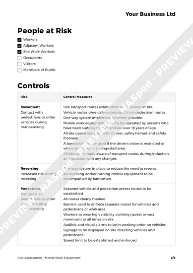 Mobile Work Equipment Risk Assessment Template - HASpod