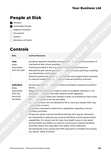 Moving and Handling People Risk Assessment Template - HASpod Moving and Handling People Risk Assessment Template - HASpod