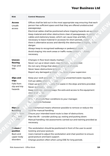 Office Work Risk Assessment Template - HASpod