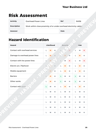 Overhead Power Lines Risk Assessment Template - HASpod