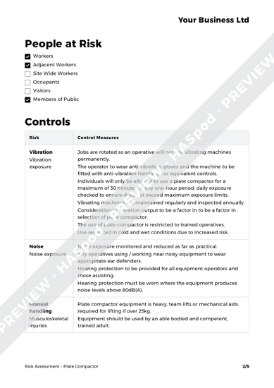 Plate Compactor Risk Assessment Template - HASpod