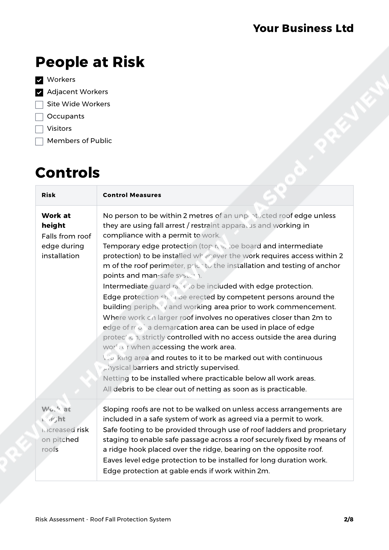 Roof Fall Protection System Risk Assessment Template - HASpod