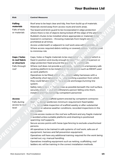 Roof Installation Risk Assessment Template - HASpod Roof Installation Risk Assessment Template - HASpod