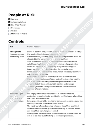 Scaffold Hoist Risk Assessment Template - HASpod