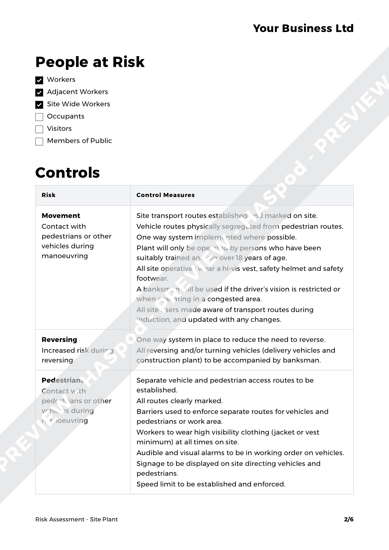 Site Plant Risk Assessment Template - HASpod