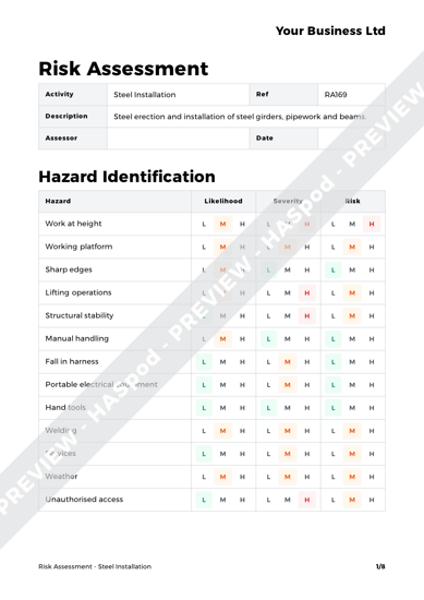Steel Installation Risk Assessment Template - HASpod