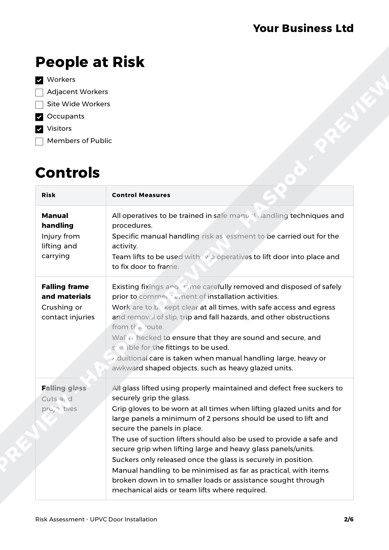 UPVC Door Installation Risk Assessment Template - HASpod