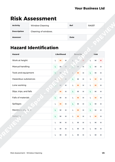 Window Cleaning Risk Assessment Template - HASpod