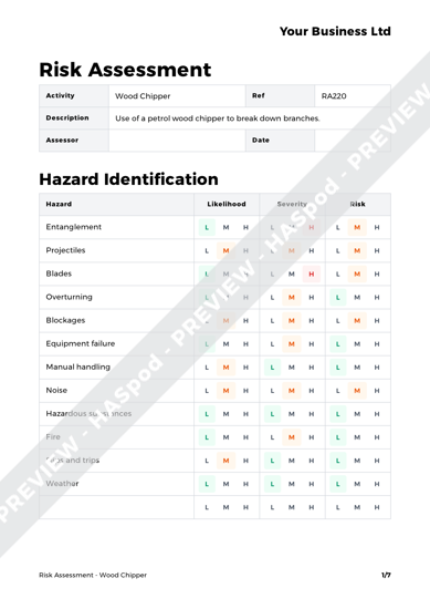 Wood Chipper Risk Assessment Template - HASpod